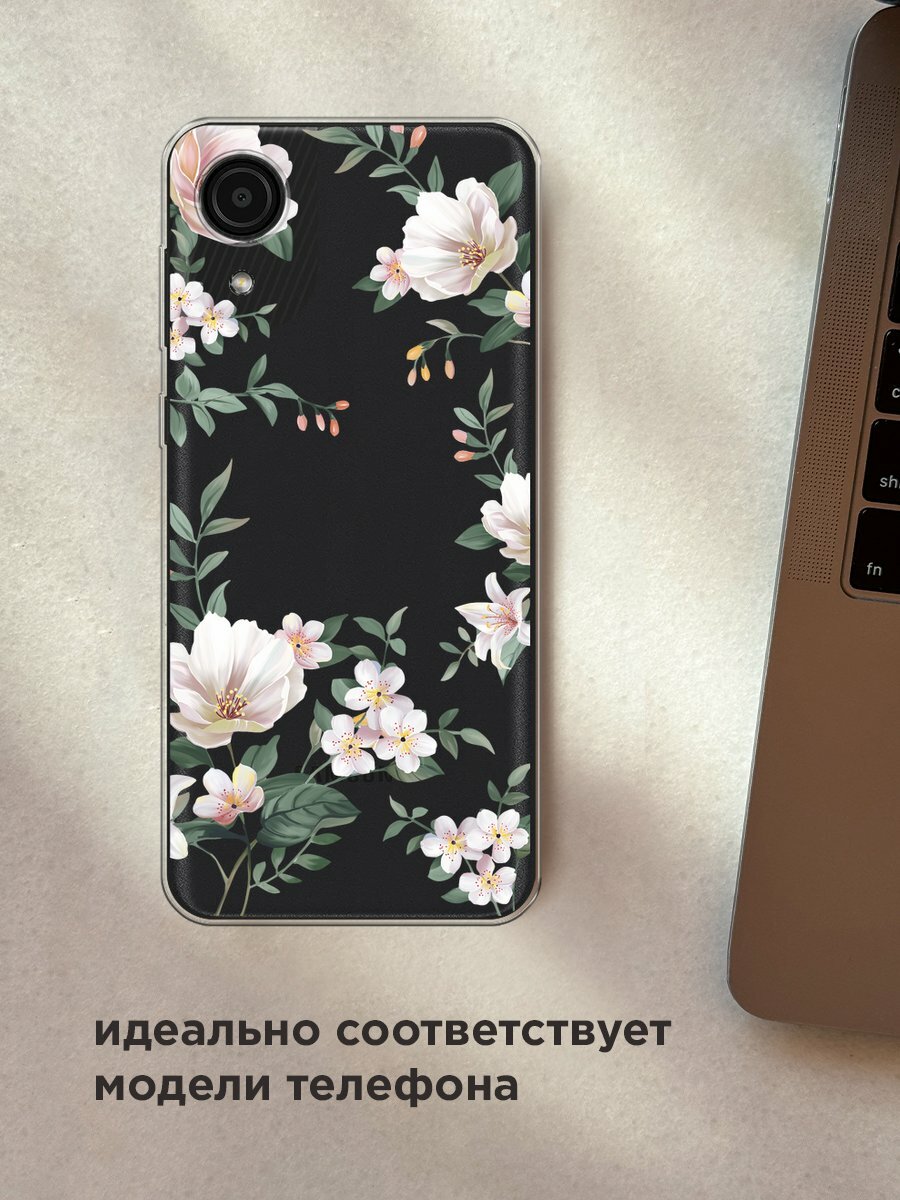 Чехол на Samsung Galaxy A03 Core / Самсунг Галакси А03 Core с принтом "Beautiful white flowers", прозрачный — фото 1
