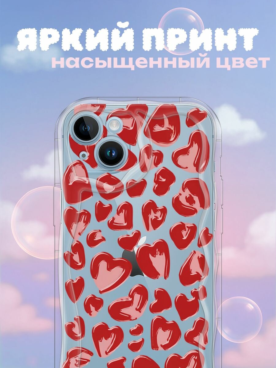 Чехол на Apple iPhone 14 / Айфон 14 с принтом Множество красных сердец — фото 1