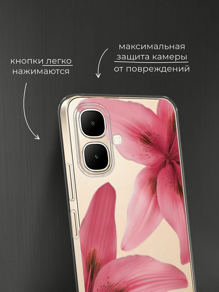 Чехол на Infinix Smart 10 / Инфиникс Смарт 10 с принтом "Pink flower" — фото 1