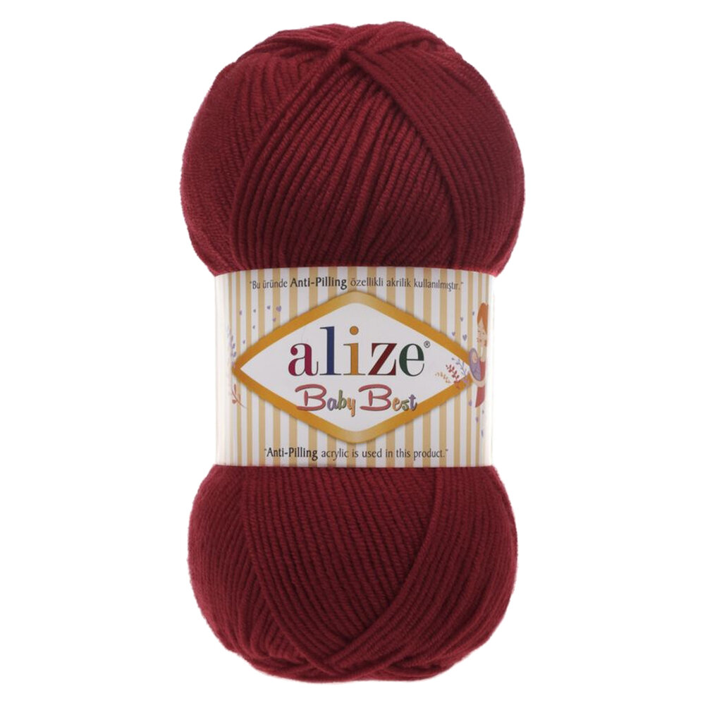 Пряжа для вязания Alize Baby best 390 вишня 100 гр/240 м 10% бамбук, 90% антипилинг акрил