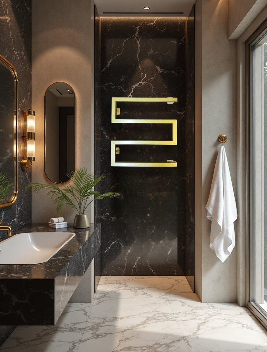 Полотенцесушитель водяной SNAKE-2 50х50 (см) Золото матовое Угловое подключение