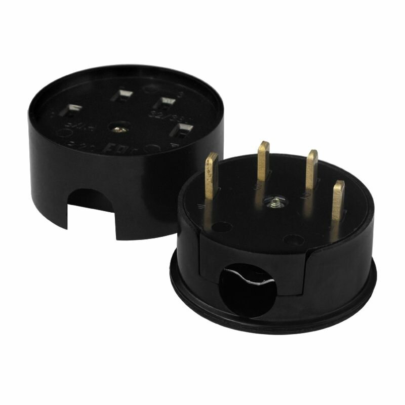 Разъем электрический силовой Universal РШ-ВШ, 32А, 380В, 3Р+РЕ, круглый, черный
