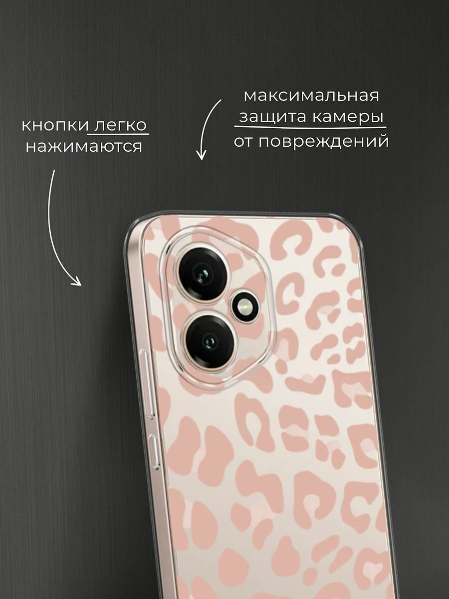 Чехол на Honor 400 / Хонор 400 с принтом Паттерн бежевый леопард, прозрачный — фото 1