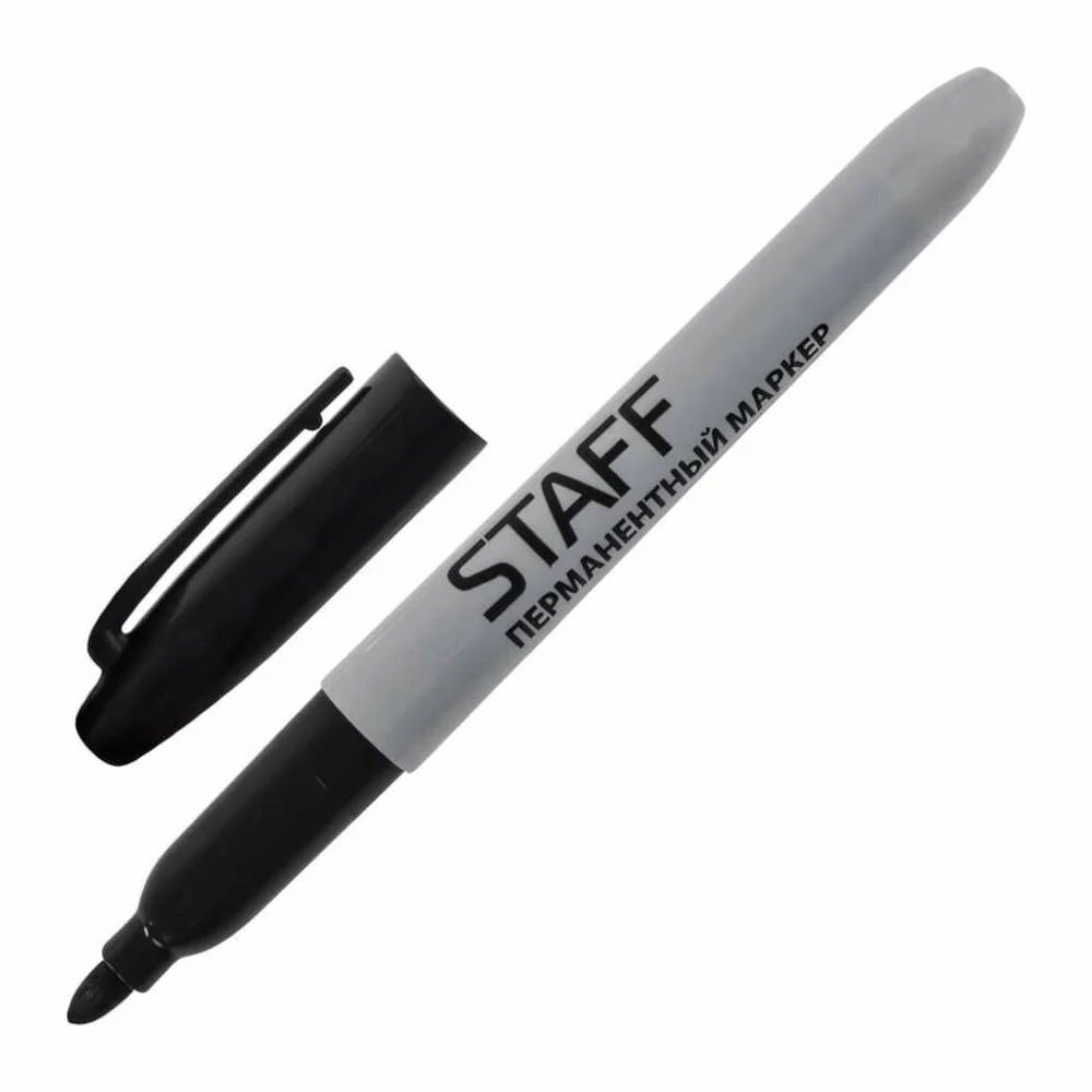 STAFF Маркер перманентный нестираемый EVERYDAY, черный, эргономич. корпус, круглый након. 2мм, 151233