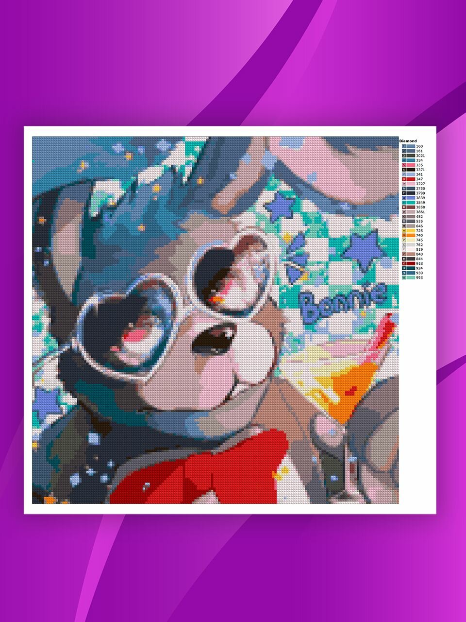 Алмазная мозаика без подрамника - вышивка - FNAF Bonnie 40 х 40 см