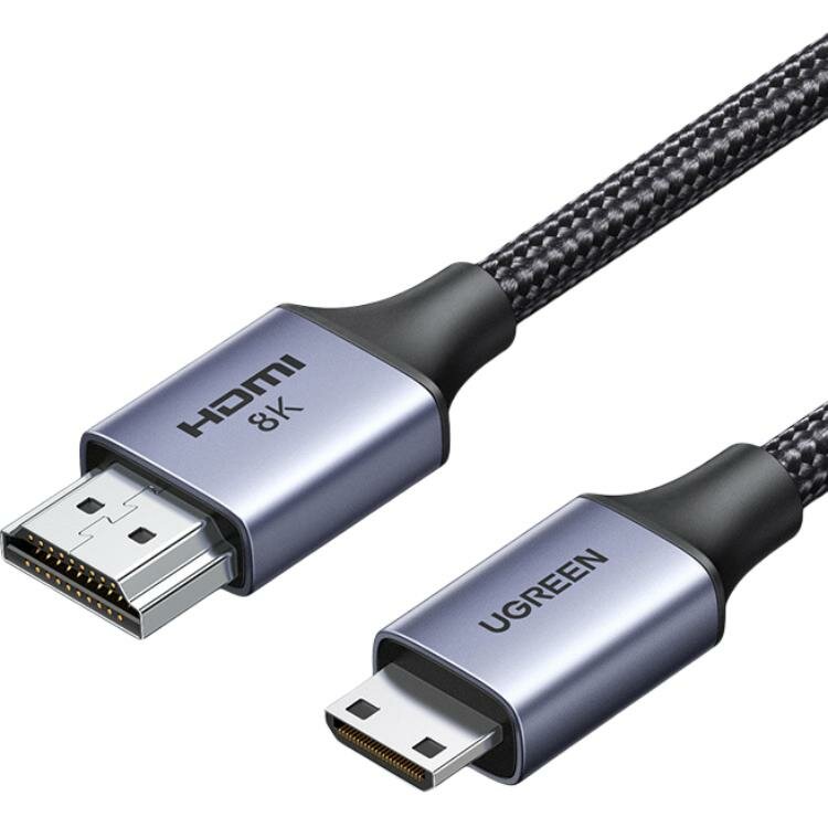 HDMI кабель UGREEN mini HDMI to HDMI 2.1, 2 м, цвет: alloy yarn