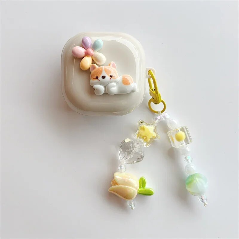 Пластиковый чехол Decor Buds 2 для Samsung Galaxy Buds Live Galaxy Buds 2 Pro, Cat-YE