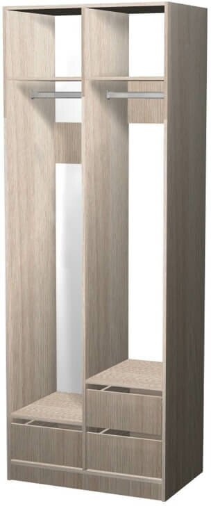 Гардеробная система, модуль Нордвин 27, Легкомаркет, 60х40х220, полки, штанги, ящики, ясень шимо светлый