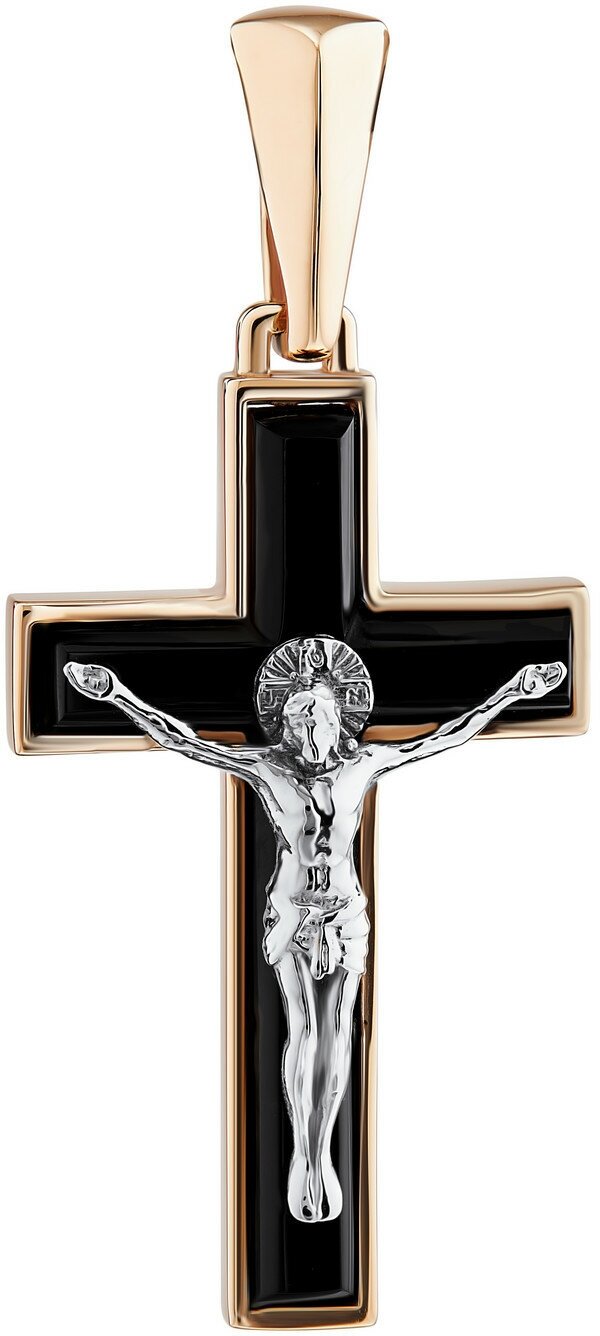 Крестик, красное золото, 585 проба, родирование, агат