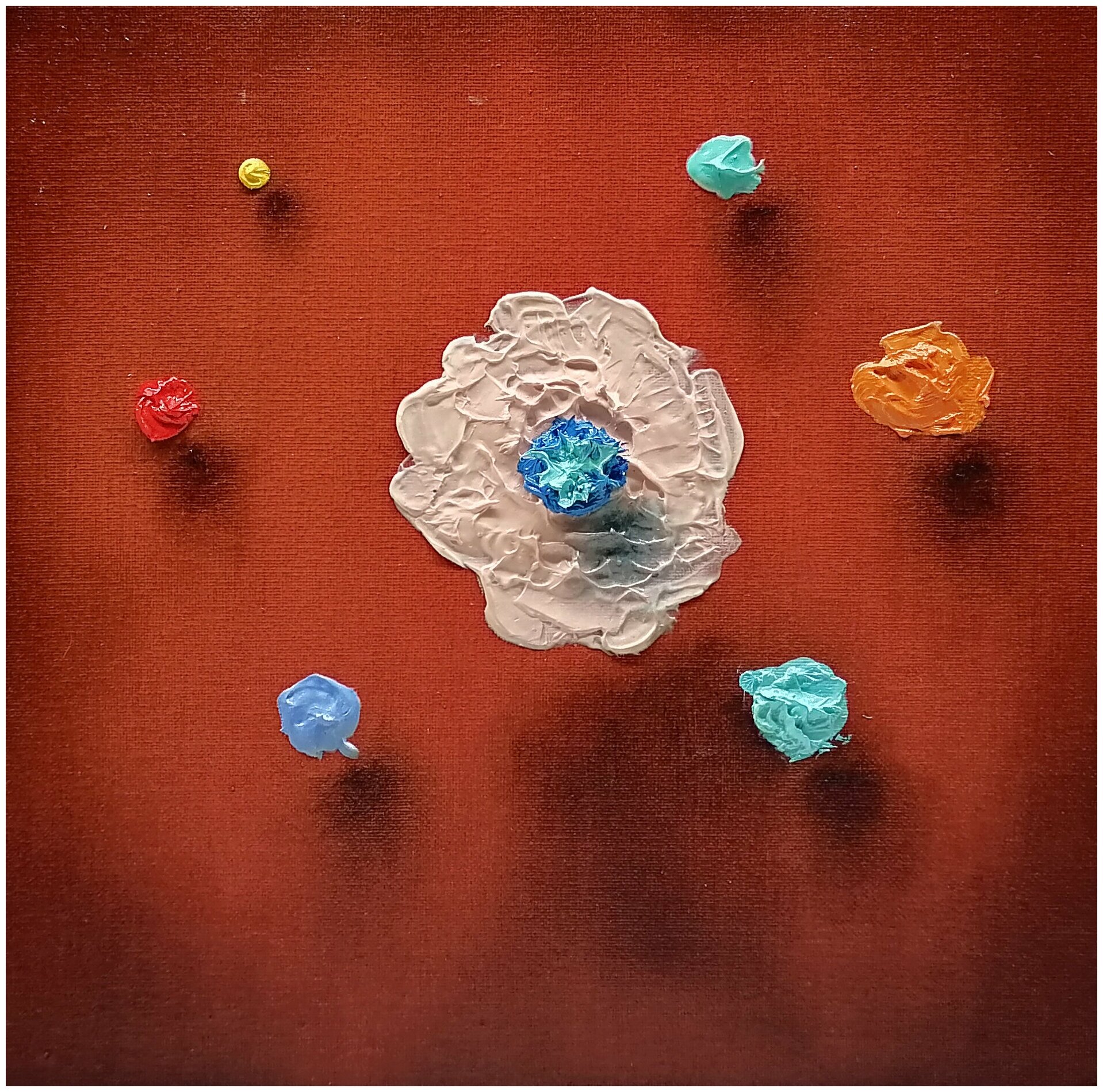 Современная живопись. 3D иллюзия. "DROPS" Картина маслом, холст на оргалите 30x30 см.