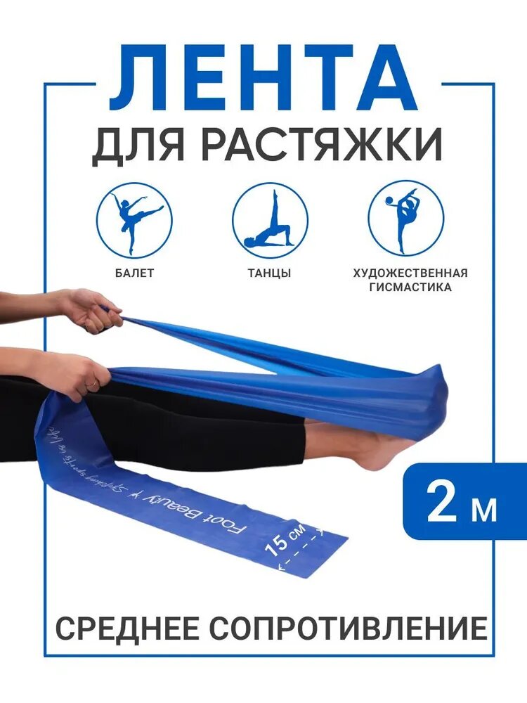 Резина для растяжки ног 2 метра, лента латексная, эспандер латексный