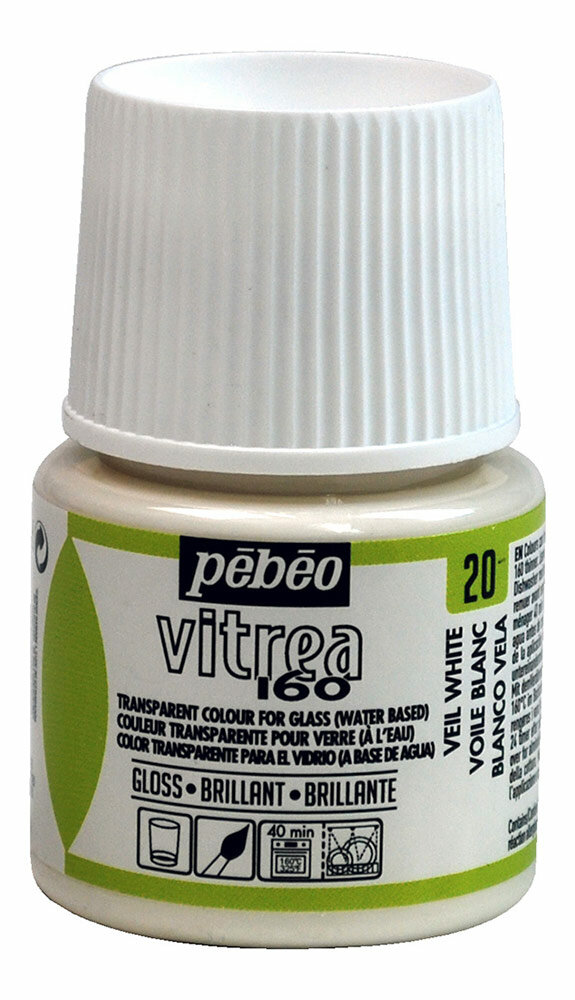 Краска по стеклу "PEBEO" глянцевая под обжиг Vitrea 160 45 мл 111020 белая вуаль