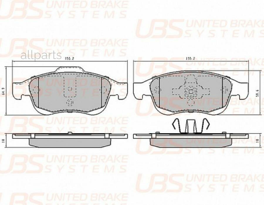 UBS B1105011 Тормозные колодки VESTA SPORT/RENAULT DUSTER 10-/12-/FLUENCE 10-/NISS TERRANO III 14-(ESP+)/MEGANE I