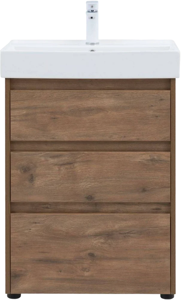 Тумба с раковиной Aquanet Nova Lite 60 напольная, дуб рустикальный, 3 ящика