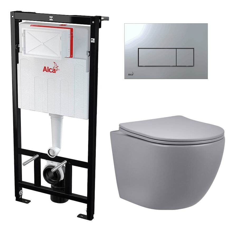 Комплект 3 в 1 инсталляция AlcaPlast + Унитаз подвесной Vincea Globo VT1-14SMG + кнопка хром