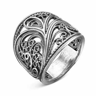Кольцо широкое, серебро, 925 проба