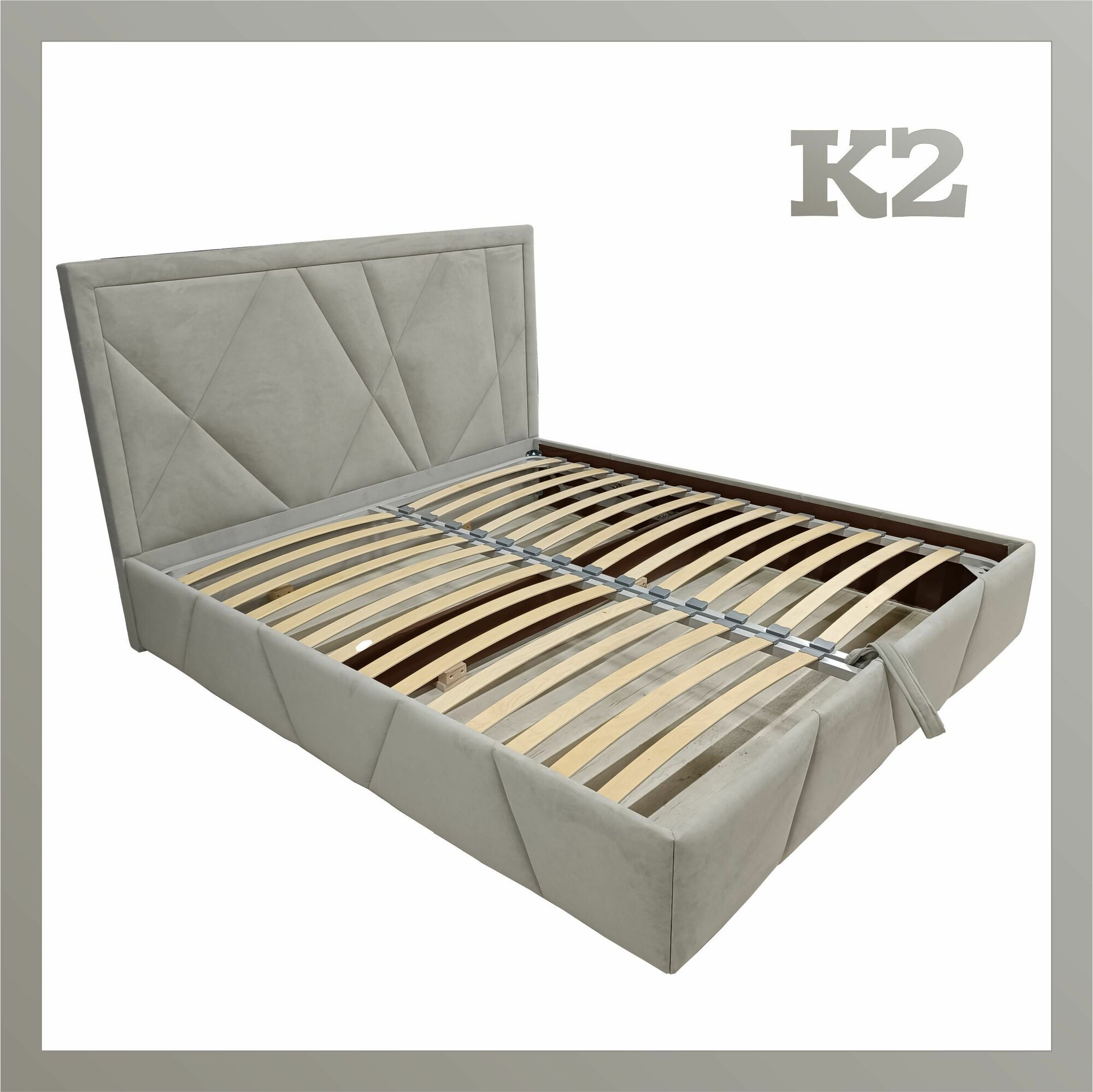 Кровать K2 со спальным местом 110х200 см, кровать односпальное с подъемным механизмом, бежевый Fortis