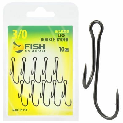 Крючки рыболовные двойные Fish Crystal DOUBLE RYDER 8250-F # 1/0, BN, живцовые, разноуровневые, непаяные (8шт)
