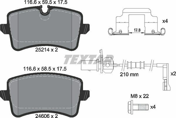 Колодки задние с противошумной пластиной q+ audi a6/s6/a7 2011-> textar 2521402