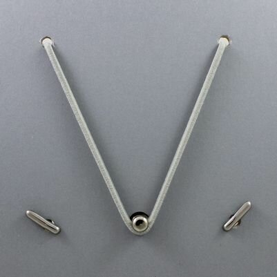 Резинка 2,5 мм с зажимом-наконечником серая 320 мм (100 шт)