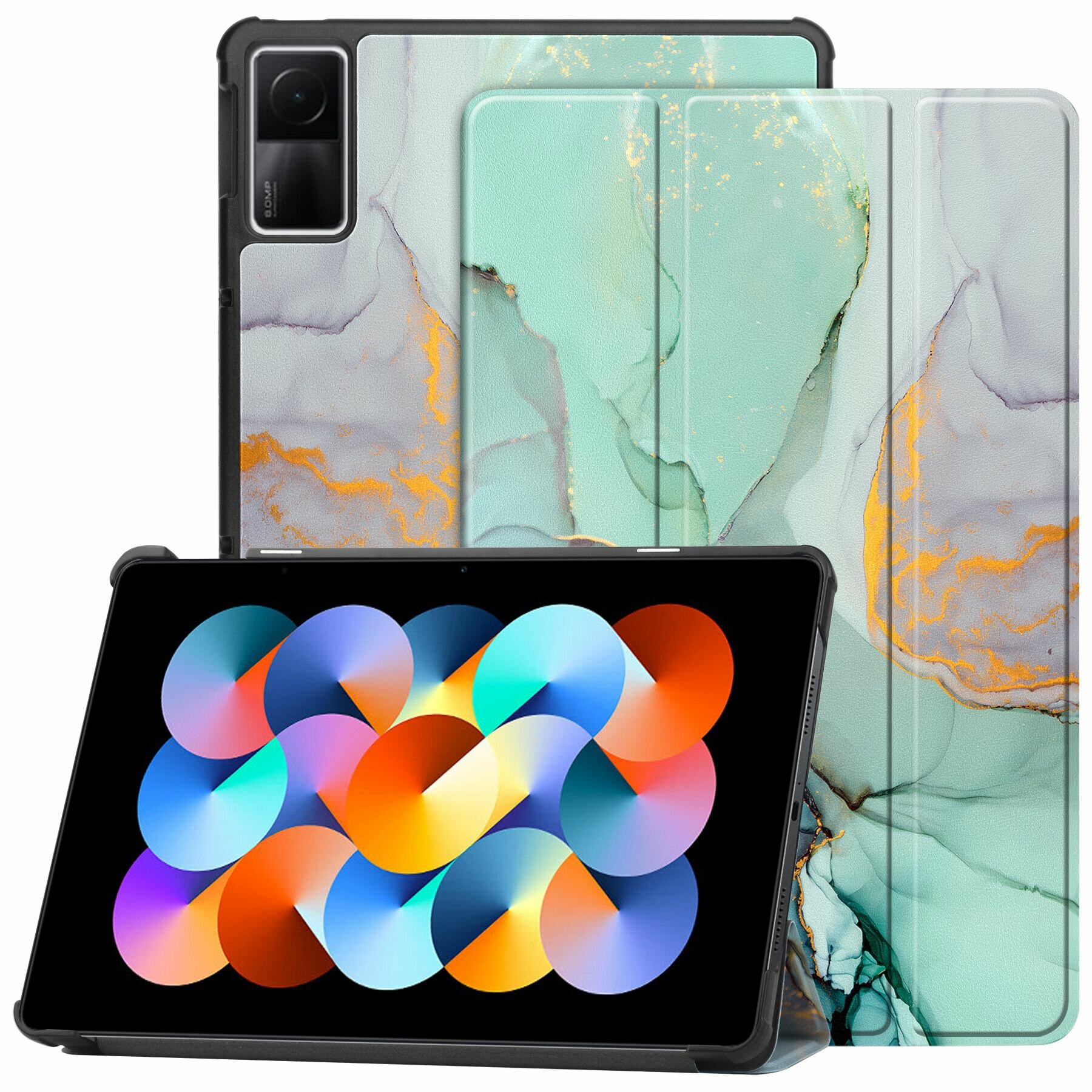 Чехол на Xiaomi Redmi Pad SE / Ксиаоми Редми Пад Се 2023 года, 11 дюйма, умный с магнитом, темно-зеленый мрамор
