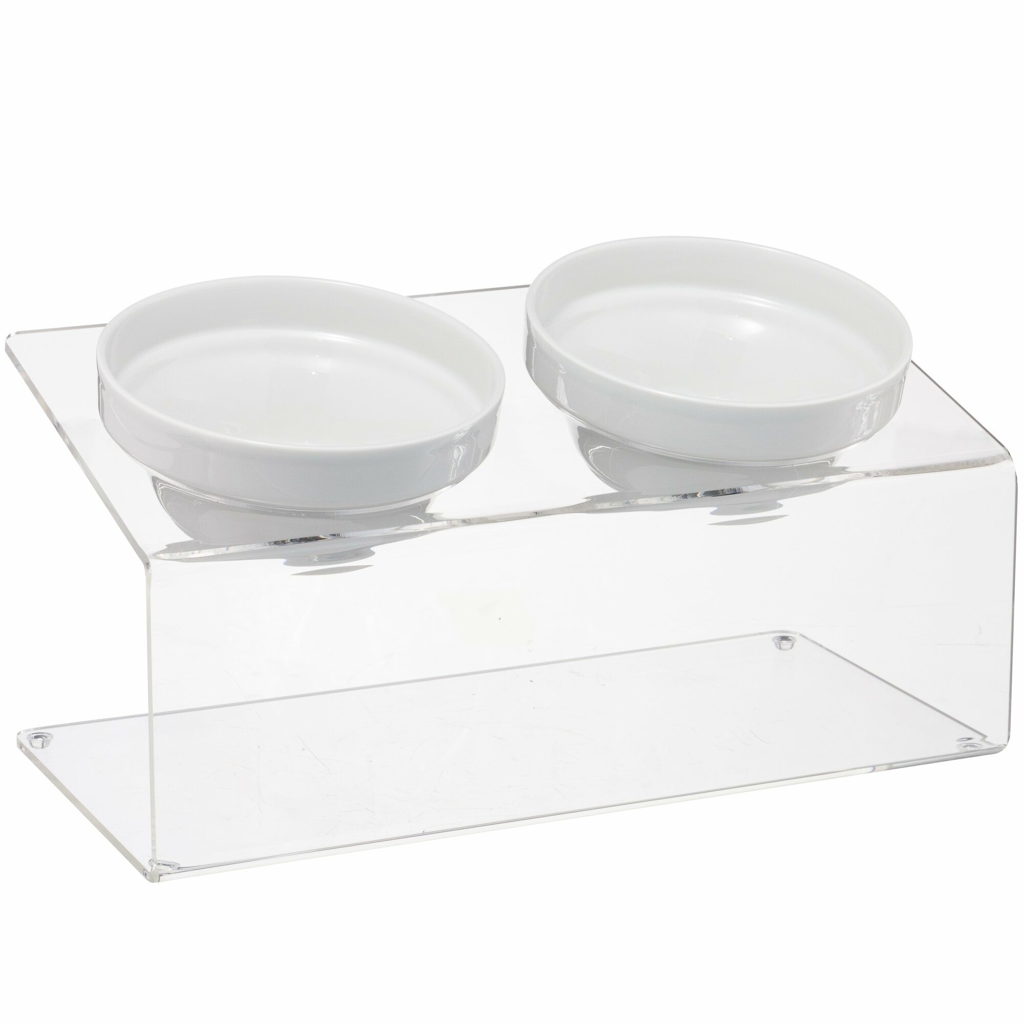 Миска для собак и кошек на подставке с наклоном Artmiska "Стиль" S двойная 2х800 мл, прозрачная