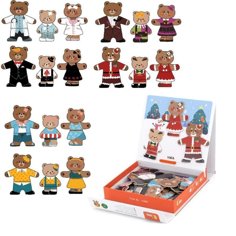 Игра на магнитах Viga Toys Одень семью Мишек, 57 предметов, 44683