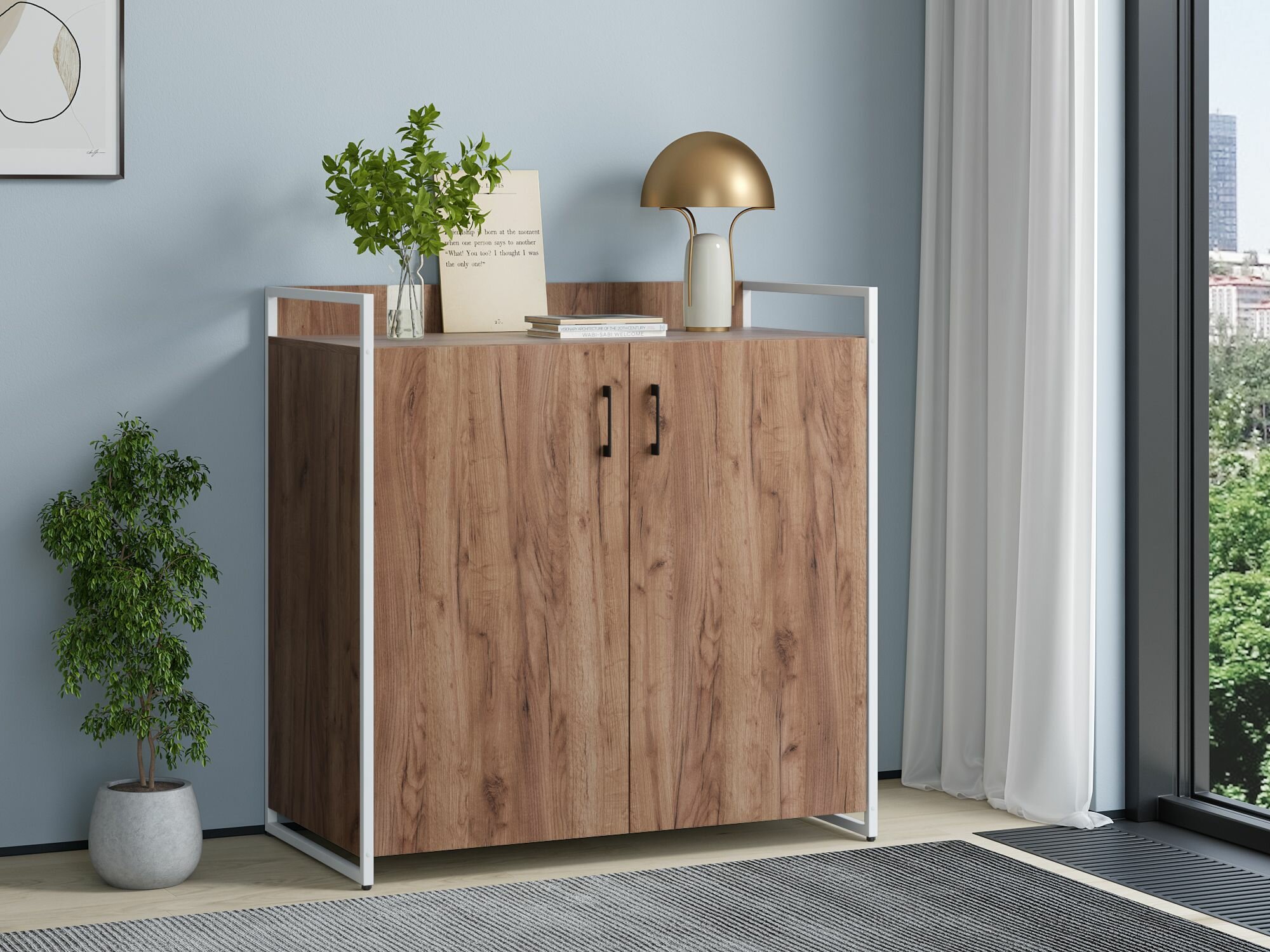 Комод Urban Лофт 02 Белый/Дуб крафт табак