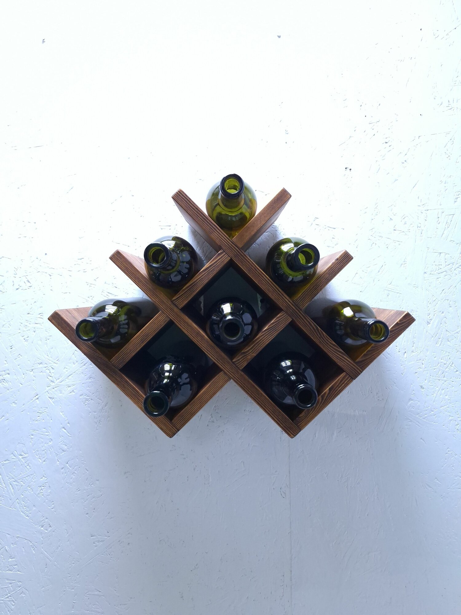 Полка для вина на 8 бутылок из дерева. Винная подставка. Стойка для вина и шампанского. Мербау.
