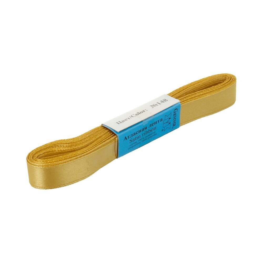 Лента атласная 12 мм 10 шт по 5.4 м"Gamma" AL-12P №148 горчичный