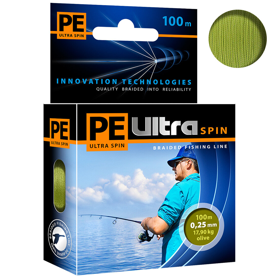 Плетеный шнур для рыбалки AQUA PE ULTRA SPIN Olive 0,25mm 100m