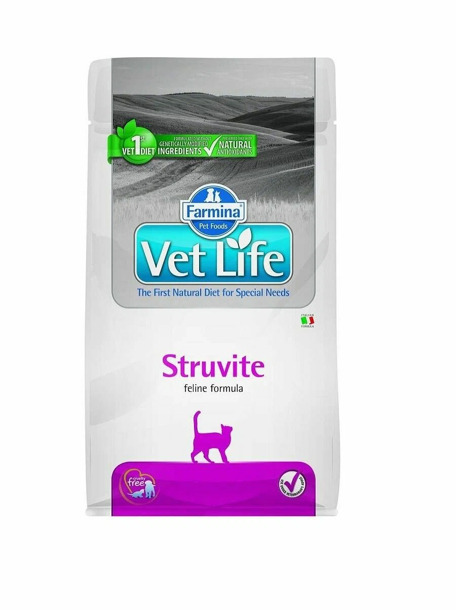 Корм Farmina Vet Life Struvite для кошек при МКБ струвитного типа, 2 кг