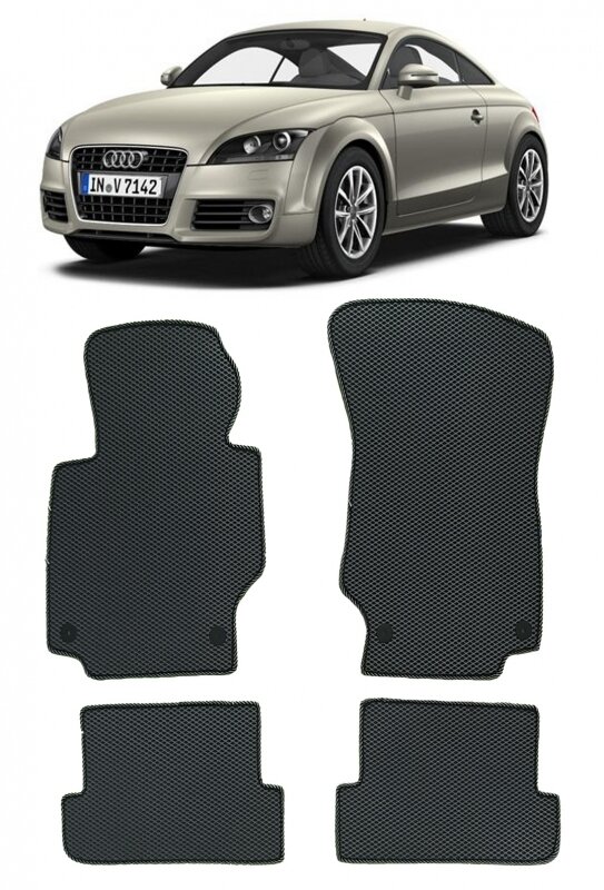 Ева коврики Audi TT II (8J) 2006 - 2014/ Ева ЭВА сота/ цвет Черный c красной окантовкой / EVA Smart / коврики в салон автомобиля Ауди
