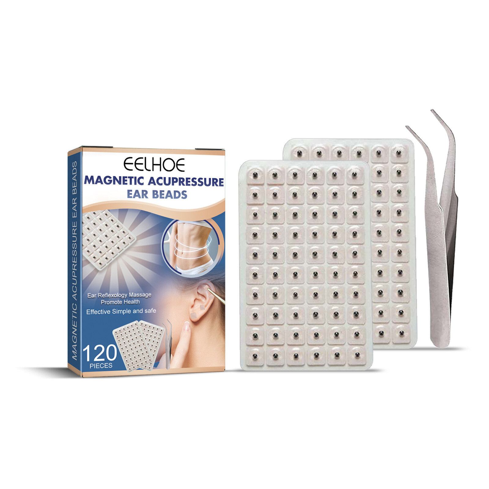 120 Патчей для ушей Акупунктурные магнитные бусины Пластырь для акупунктурных точек ушей Против морщин Уменьшение тонких линий вокруг глаз Подтяжка живота Укрепление дряблой кожи