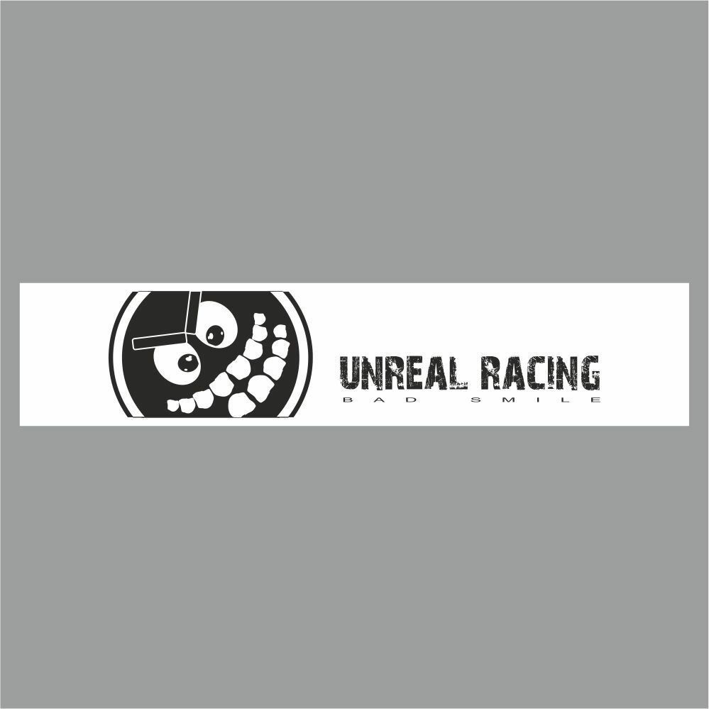 Полоса на лобовое стекло 1220х270мм "Unreal Racing" белая, Арт рэйсинг