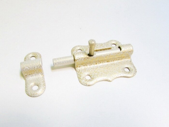 Шпингалет дверной DOMART ШФ - 50, щеколда для двери 1 шт, задвижка белый антик