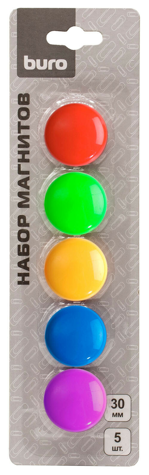 Магниты Buro 1734757 для досок пластик разноцветные d30мм круглые (упаковка 5 шт)