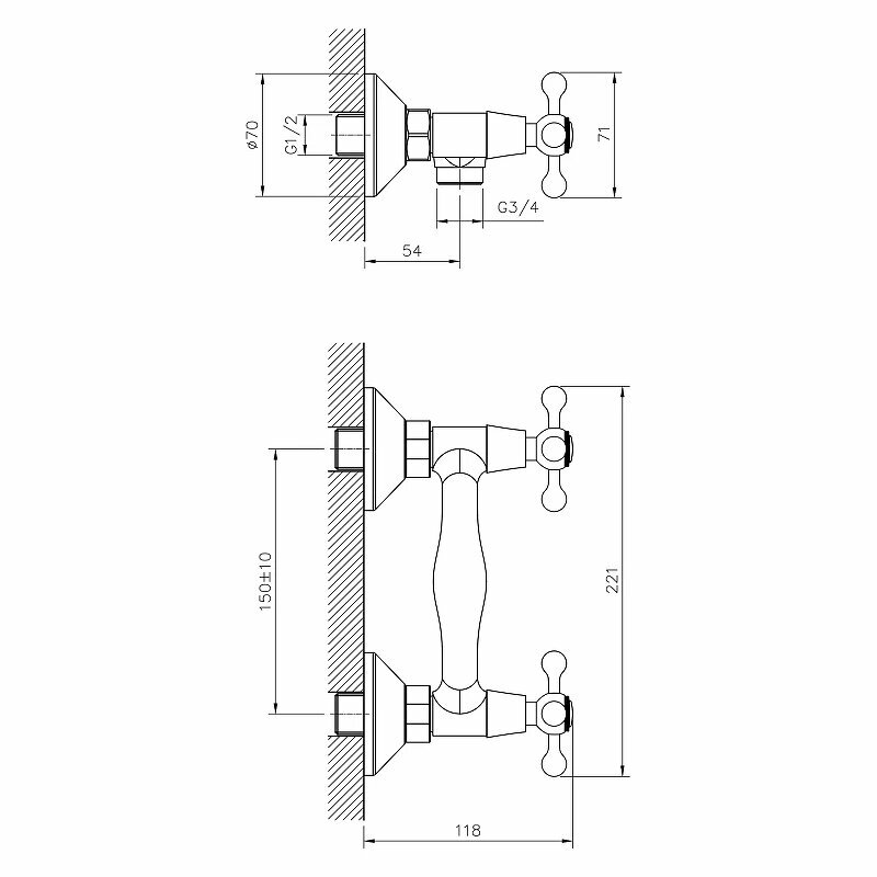 Смеситель для душа Decoroom DR54055, латунь