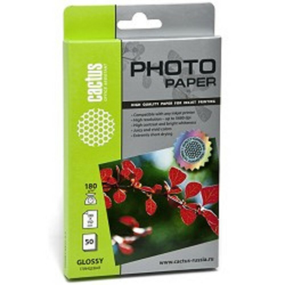 Cactus Бумага CS-GA618050 Бумага A6 180г м2 50л. белый, глянцевое для струйной печати