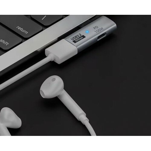 Адаптер KS-is, USB-C - USB-A + PD, угловой, экранированный, серебристый — фото 1