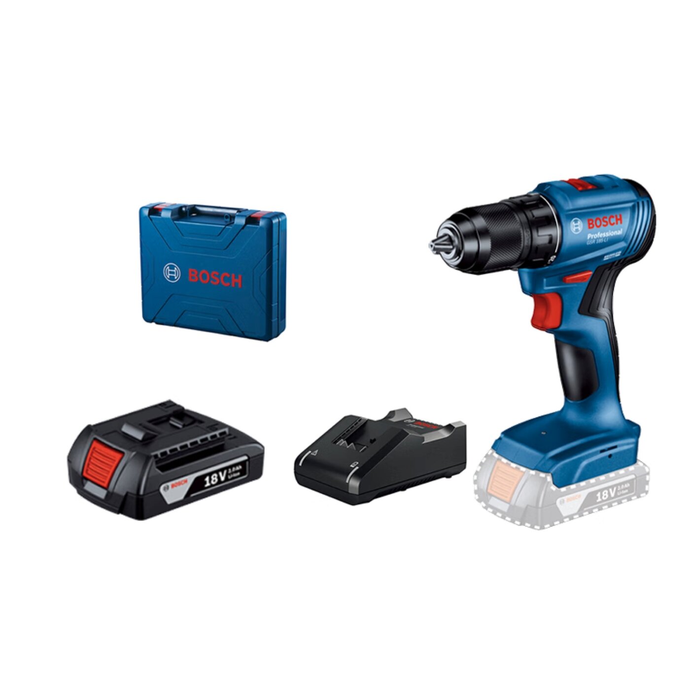 BOSCH GSR 185-LI 18V, электрическая отвертка, оснащенная аккумулятором емкостью 2,0 ач*1