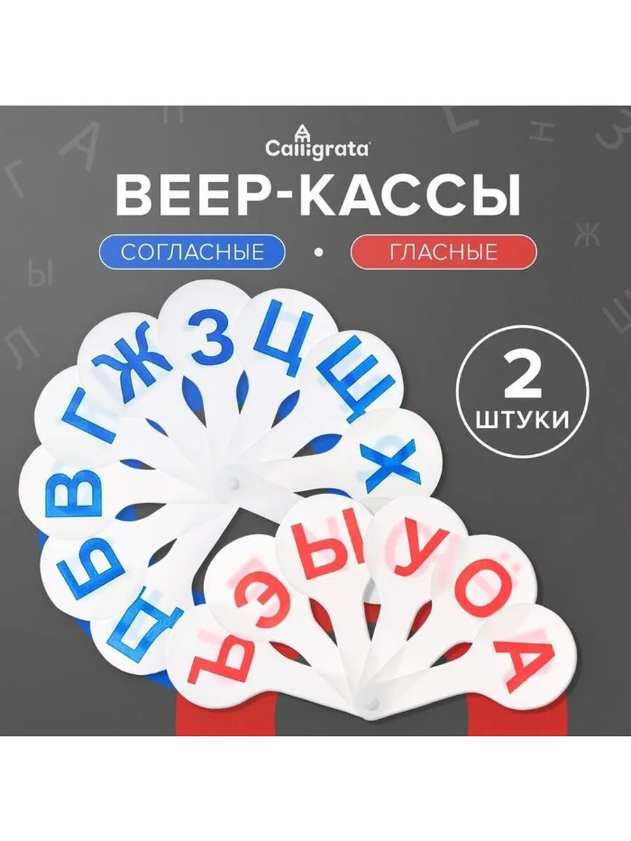 Набор веер-касс, гласные и согласные буквы, 2 штуки