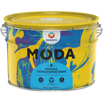 Краска 2.7л Eskaro Moda 2 Глубокоматовая для Стен и Потолков.