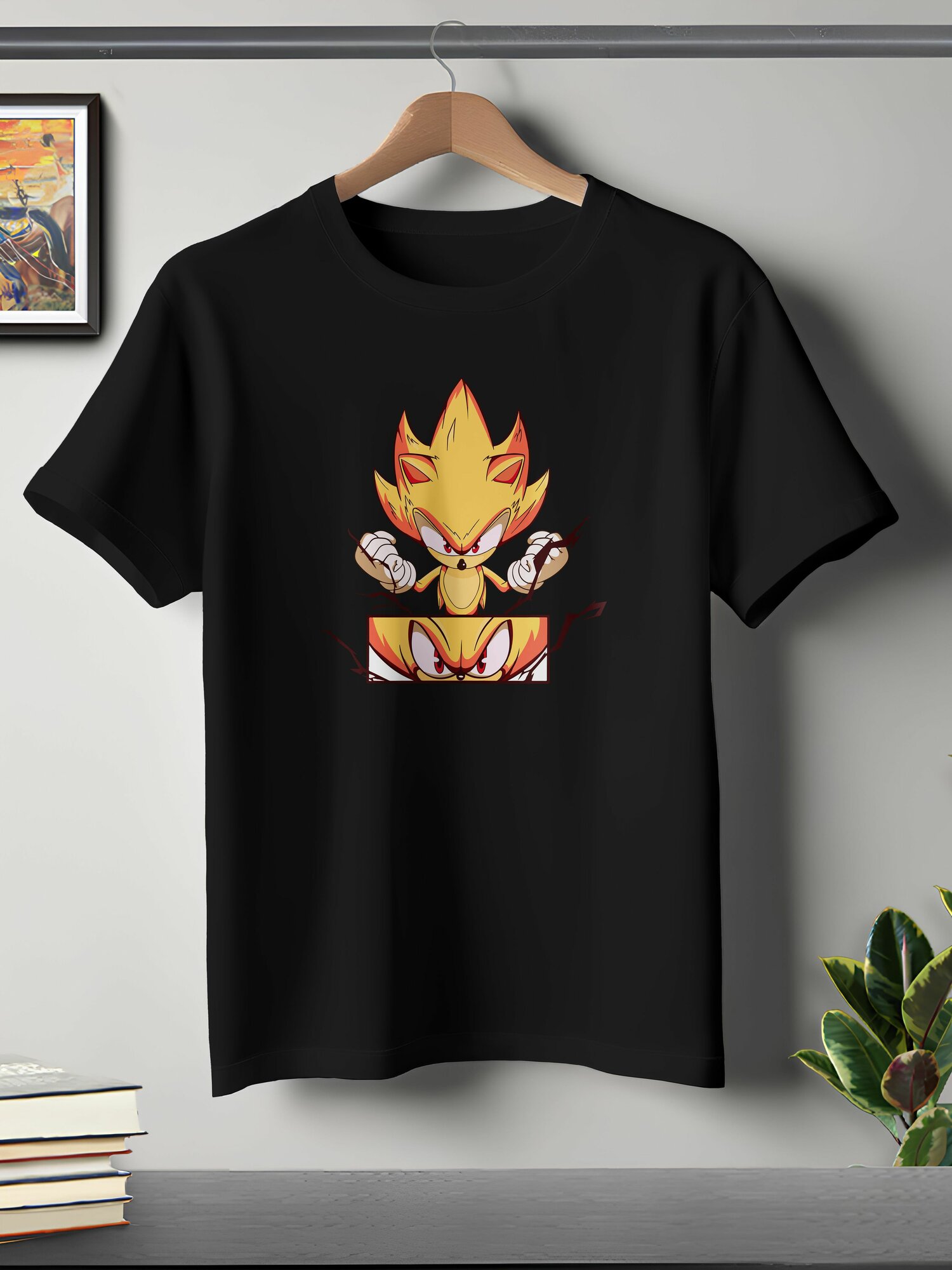 Футболка  Детская ONEQ 140 (10-11) размер с принтом Соник, черная