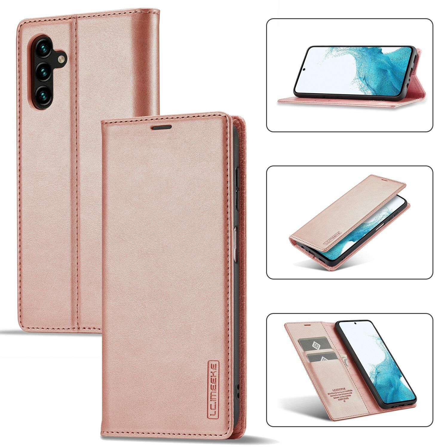 Кожаный книжка чехол LCIMEEKE / MyPads для Samsung Galaxy S23 FE (Самсунг С23 ФЕ) с магнитом и защитой от ударов