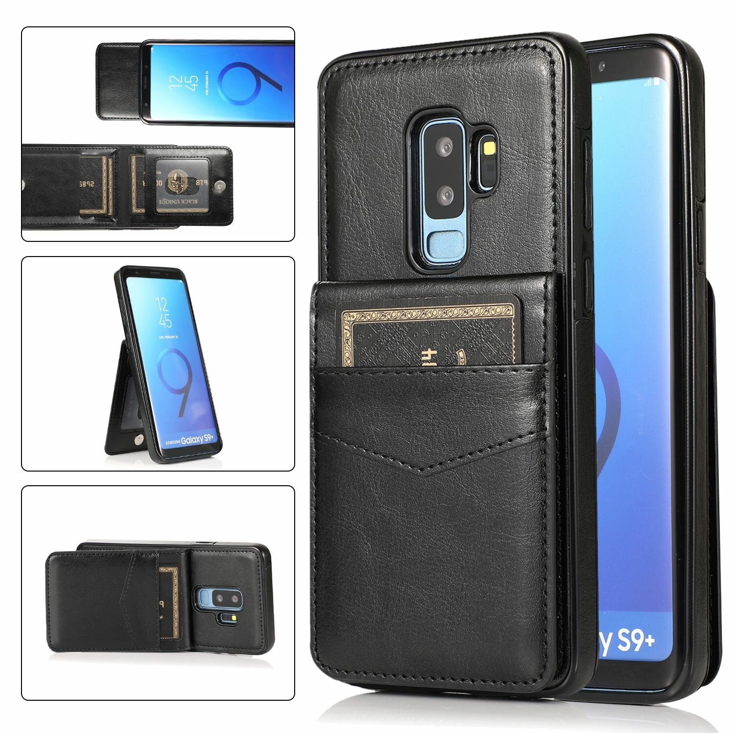 Одноцветный чехол с подставкой для Samsung Galaxy S9 Plus / S9+ , кожаный чехол