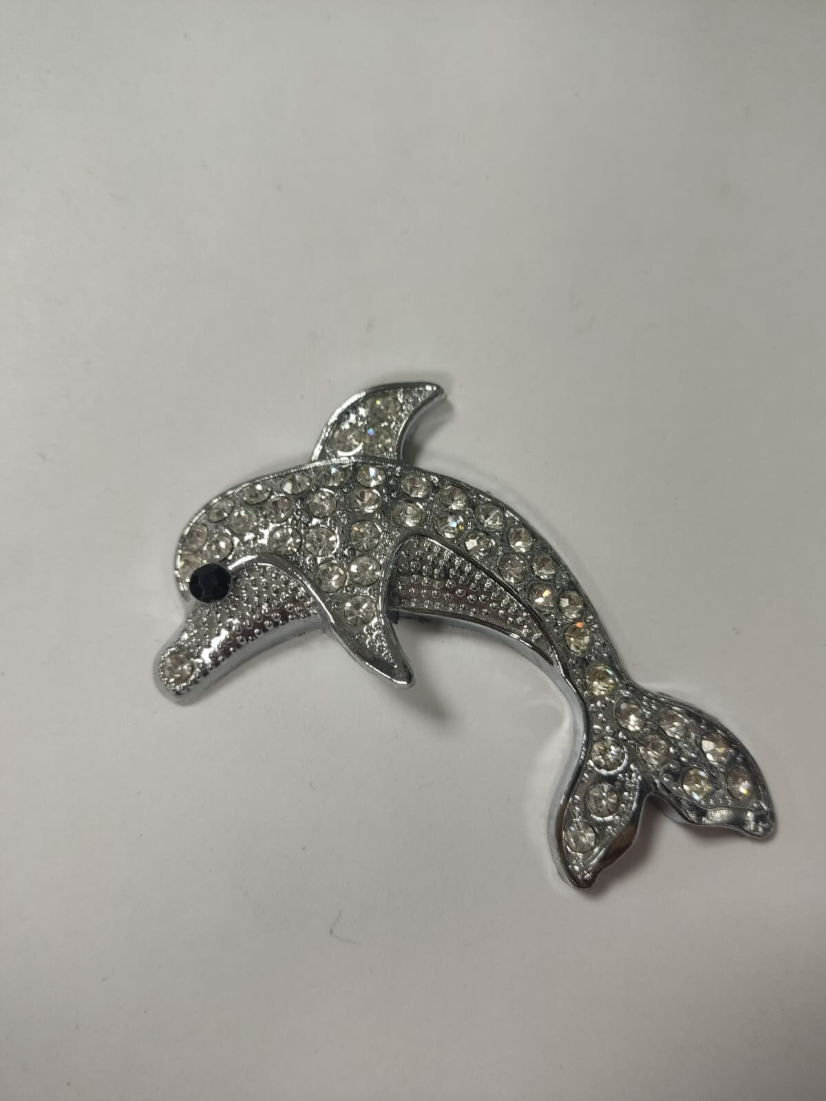 Эмблема-Шильдик "Дельфин", металл, самоклеящаяся, 8x5 см, хром