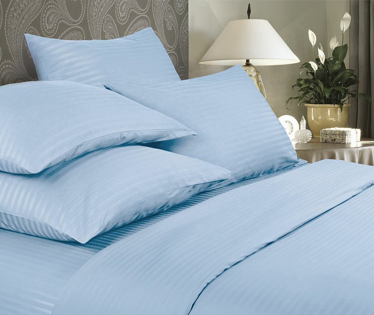 Пододеяльник из страйп-сатина 150 х 200 - М - 135 - Блу Хейз 1х1