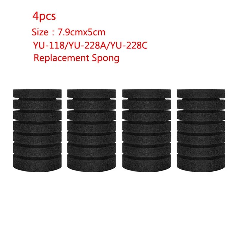 4шт. Спонж для аквариумного фильтра 7.9x5см, черн.