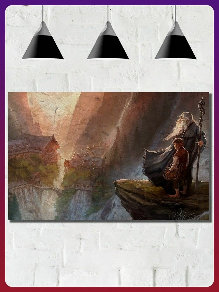 Картина интерьерная на рельефной доске фильмы Властелин колец (Смауг, Толкин, Хоббит, Бэггинс, гном, эльф) - 62412307